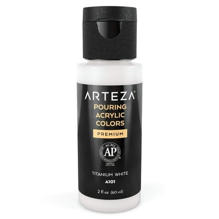 Arteza Acrylic Pouring Paint, 2oz (60 ml), Titanium White High Flow ...