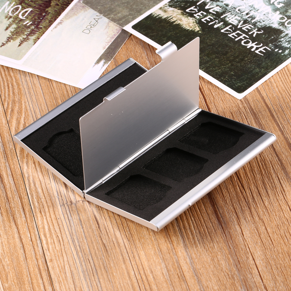 Qiilu Portable Aluminum for 6pcs SD Memory Cards Storage Box Case ...