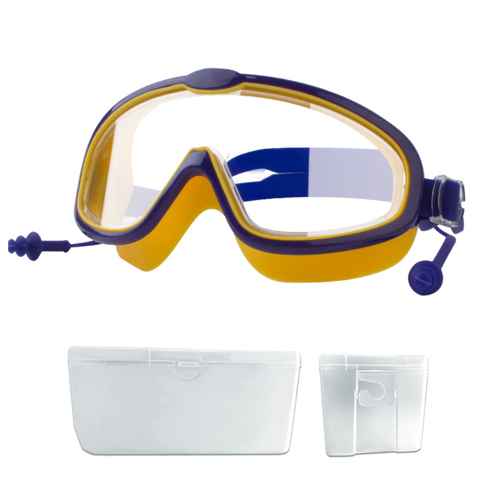 Big Frame Swim Goggles Swimming Glasses Adjustable Conjoined Earplugs ...