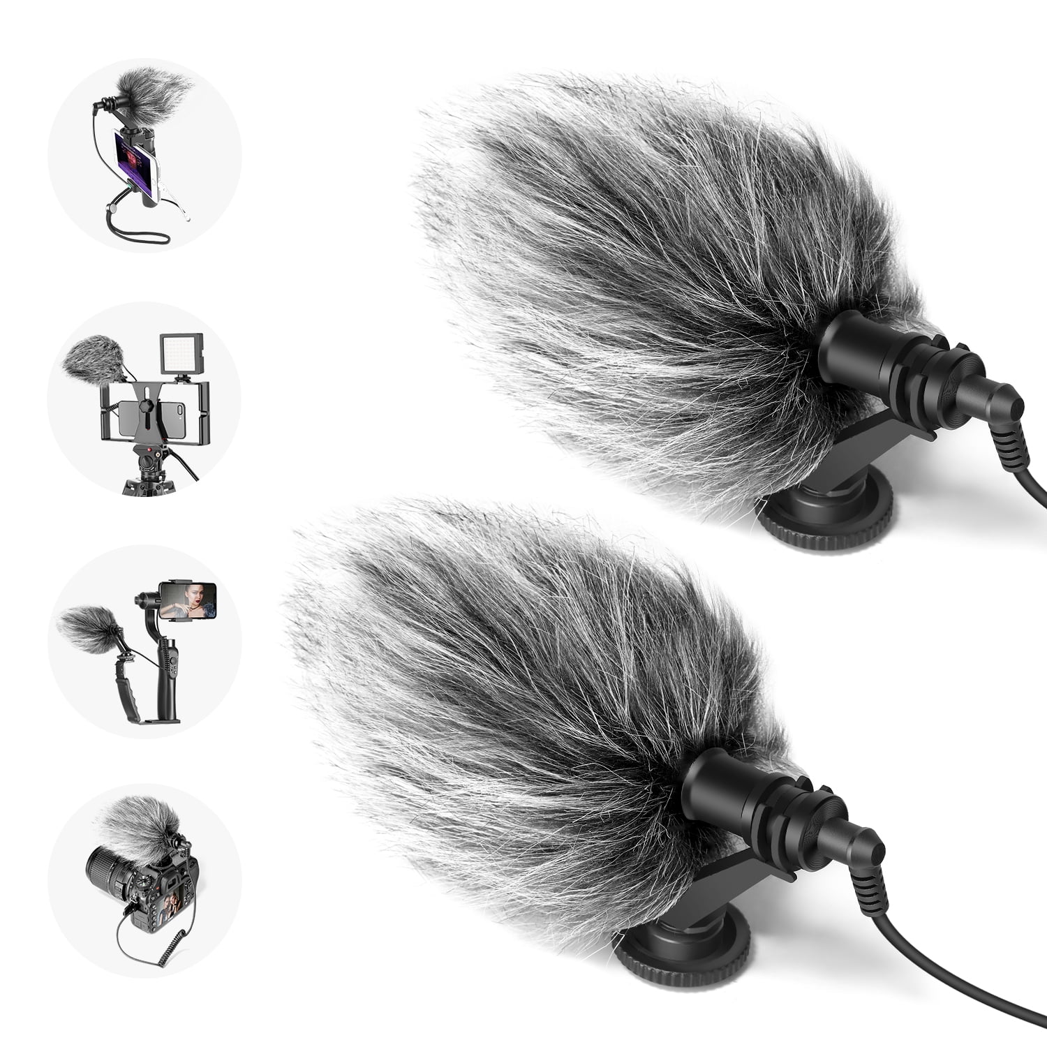 Neewer 2 Packs CM14 Mic Phone Mic on-Camera Video Microphone with Shock ...
