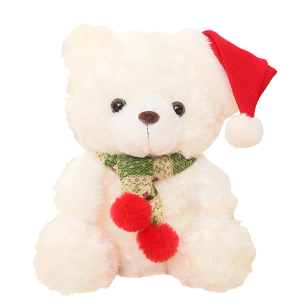 Christmas Hat Teddy Bear Doll Plush Toy White 23Cm Bear Anime Character ...