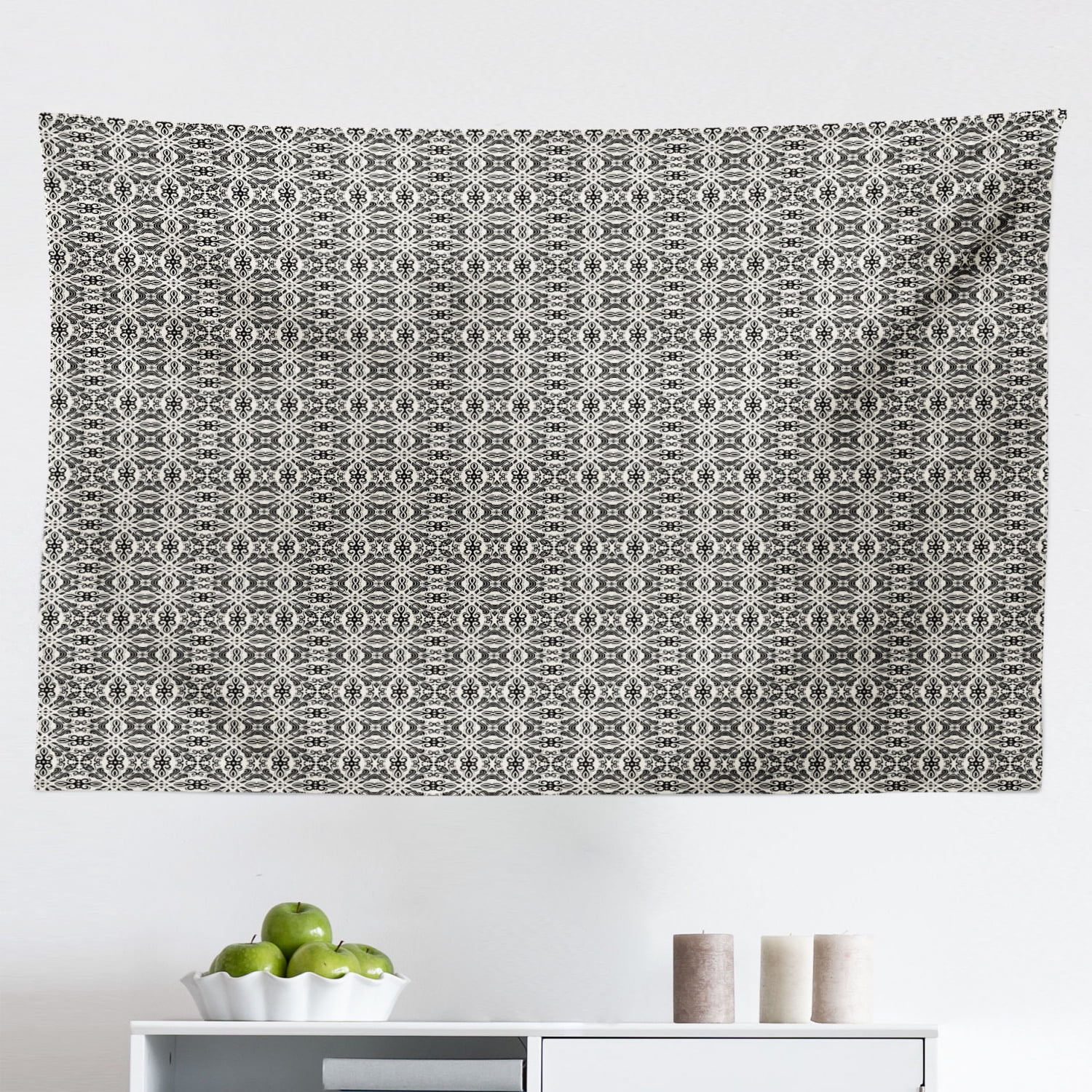 Moroccan Tapestry, Repetitive Dots Arrangement Leaves Inspired Vibrant ...