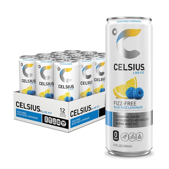 CELSIUS Fizz Free Blue Razz Lemonade, Functional Energy Drink, 12 fl oz ...
