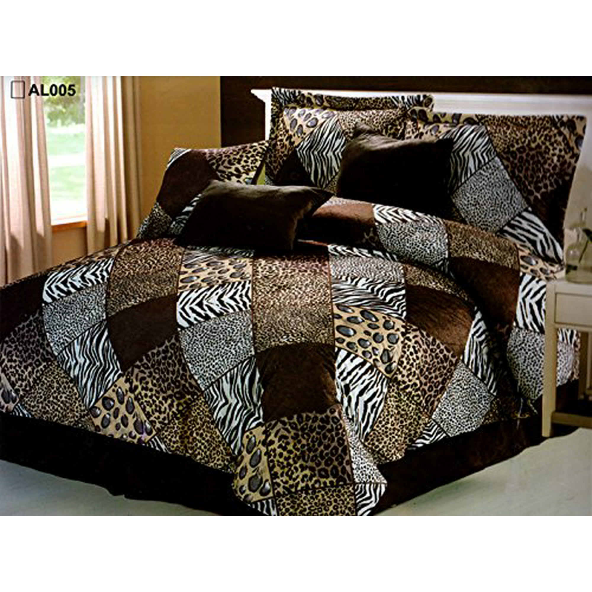 Click here for Grand Linen Brown/Black/White Comforter Set Animal... prices