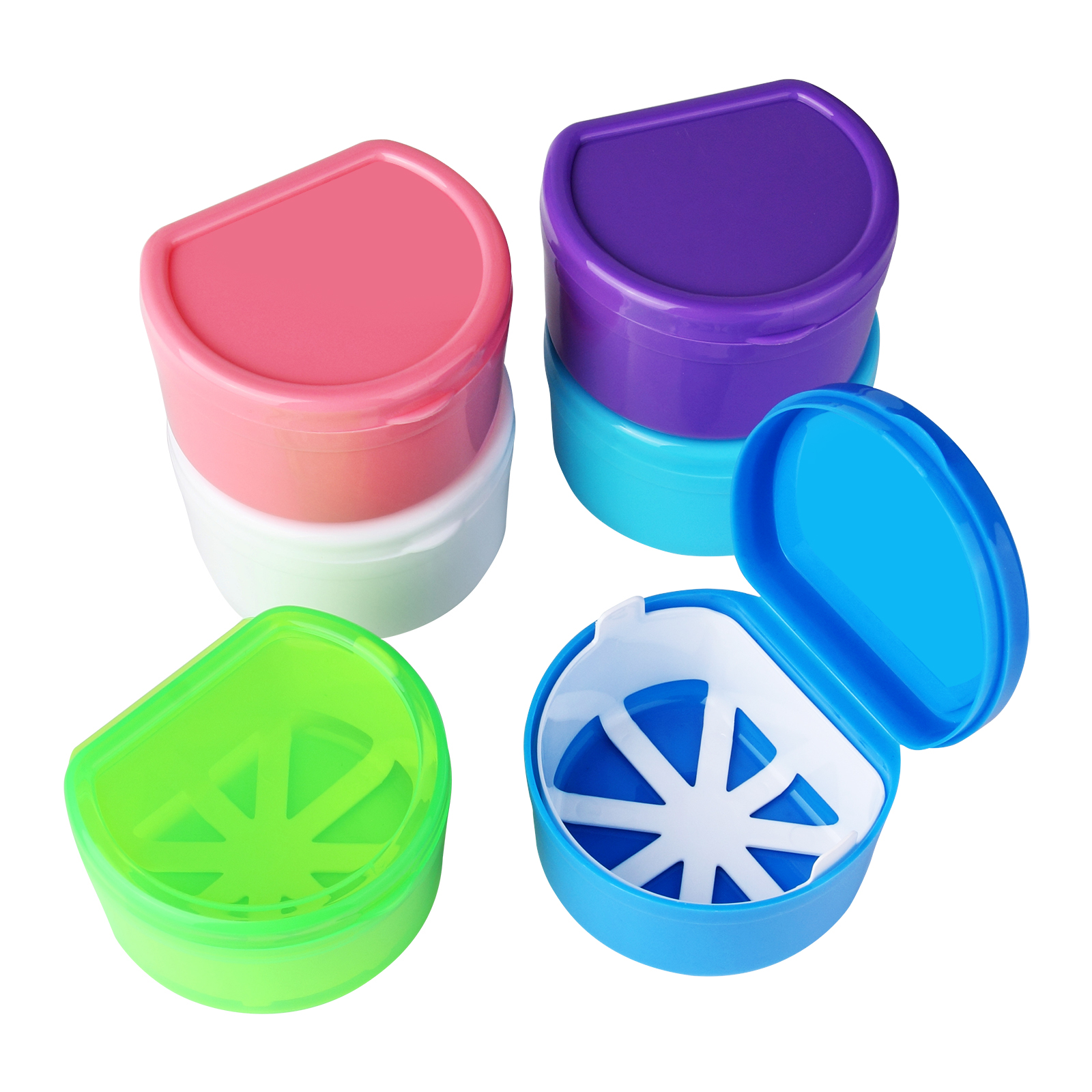 Family Wellness Denture Case, Denture Cup with Strainer Safety Basket ...