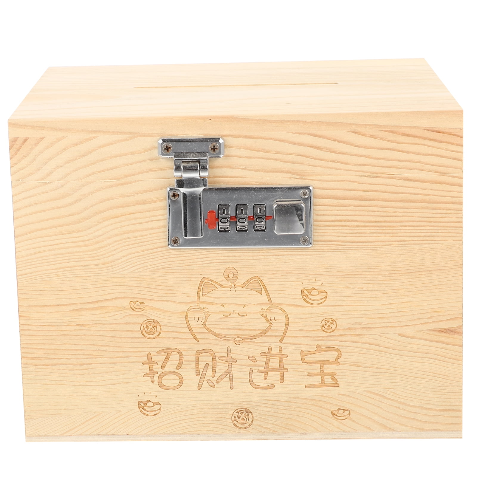 Wood Savings BoxWooden Saving Money Box Coded Lock Storage Box Vintage ...