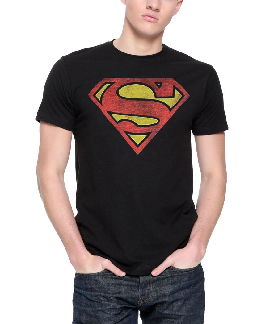 DC Comics Superman Distressed Logo Black T-Shirt - Walmart.com