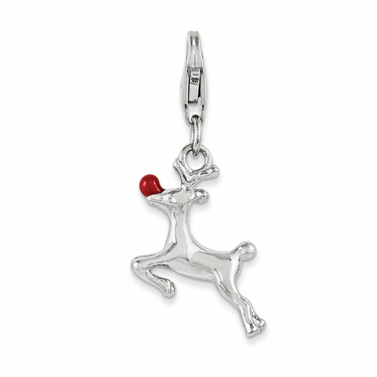 Sterling Silver Enameled Reindeer Charm - Walmart.com
