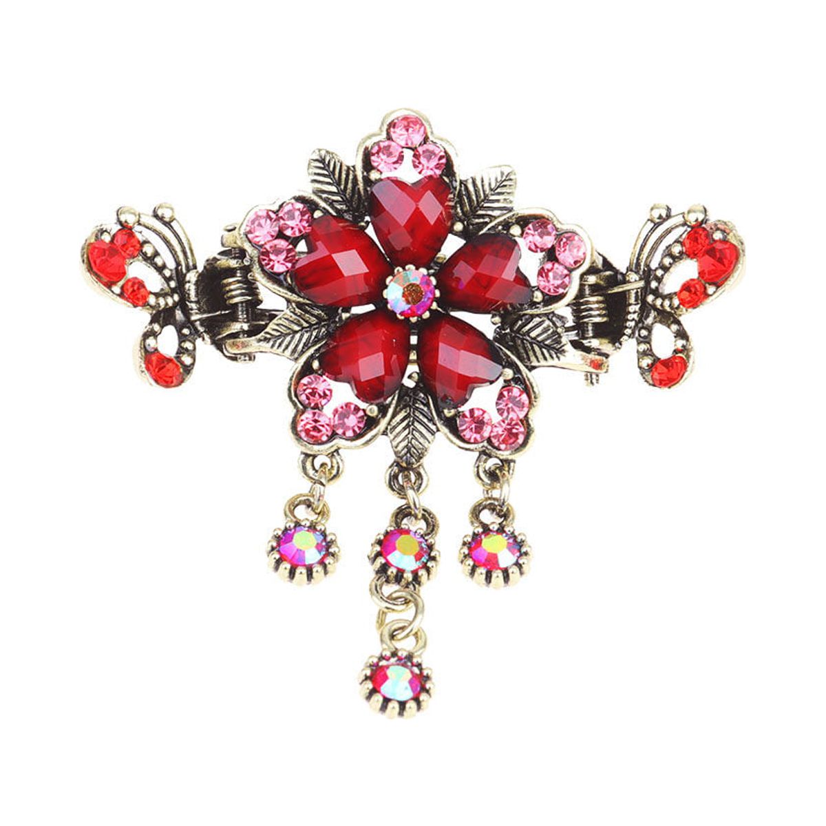 Vintage Style Jaw Clips Elegant Ponytail Clips Rhinestone Flower Grip ...