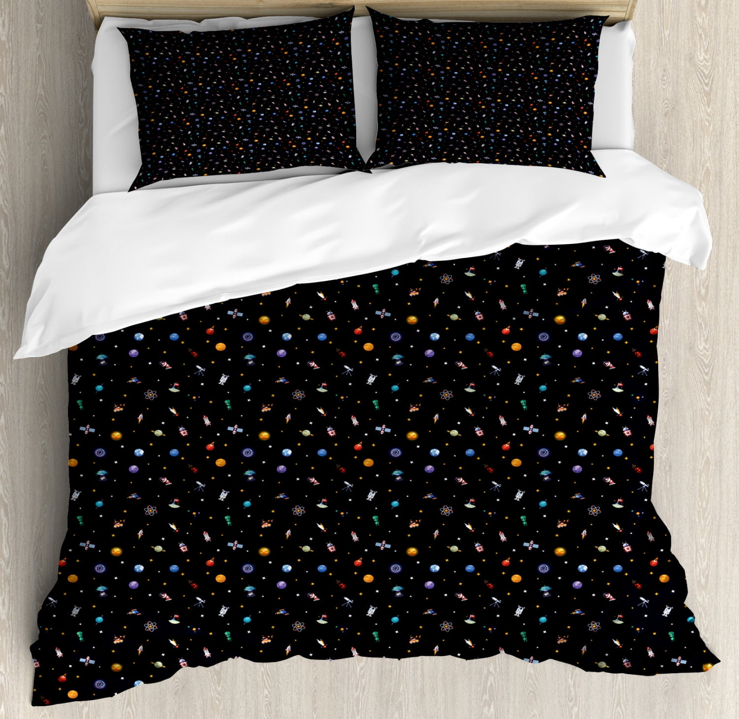 Spaceship Duvet Cover Set King Size, Science Fiction Themed Comet Alien ...