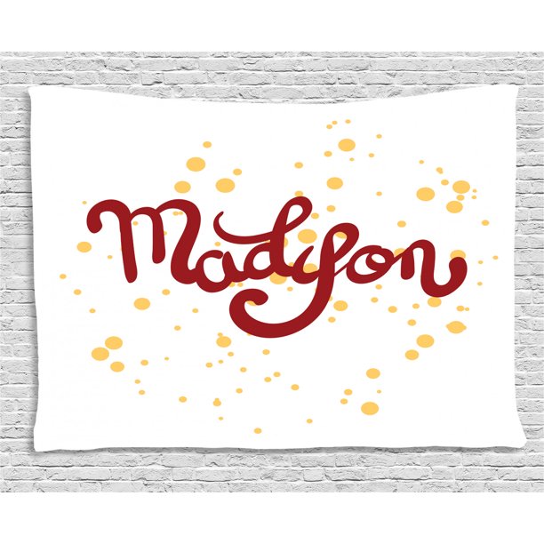 Madison Tapestry, Modern Calligraphy Design Hand Drawn Cursive Letters ...