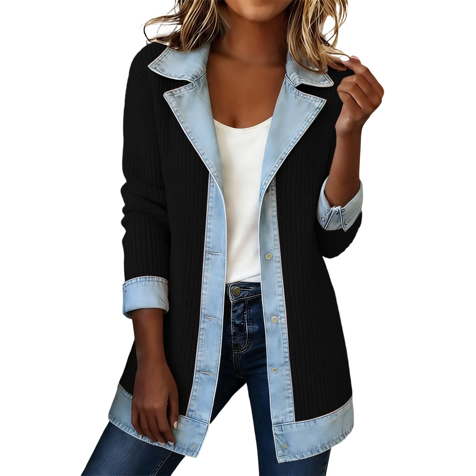 Click here for Feolixe Longline Sweater Coat Casual Knit With Den... prices