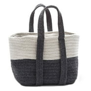 JanetBasket Blue Stripes Large Aluminum Frame Basket, 18" x 10" x 9.5 ...