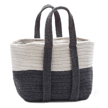 JanetBasket Blue Stripes Large Aluminum Frame Basket, 18" x 10" x 9.5 ...