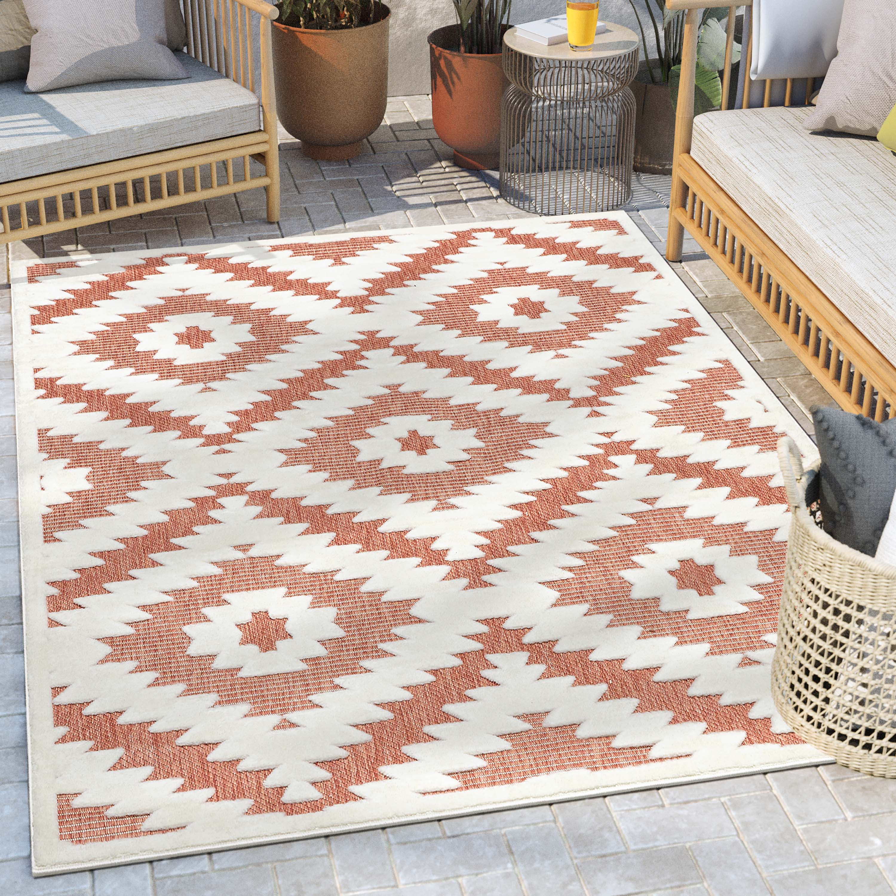 Well Woven Indoor/Outdoor Area Rug 7'10" x 10'6" Keiko Terracotta ...