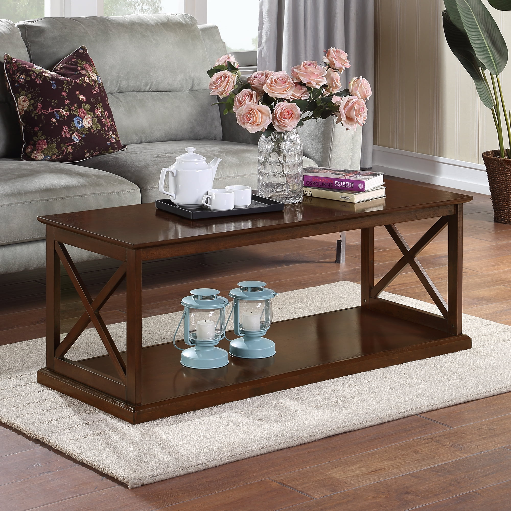 Convenience Concepts Coventry Coffee Table with Shelf, Espresso ...