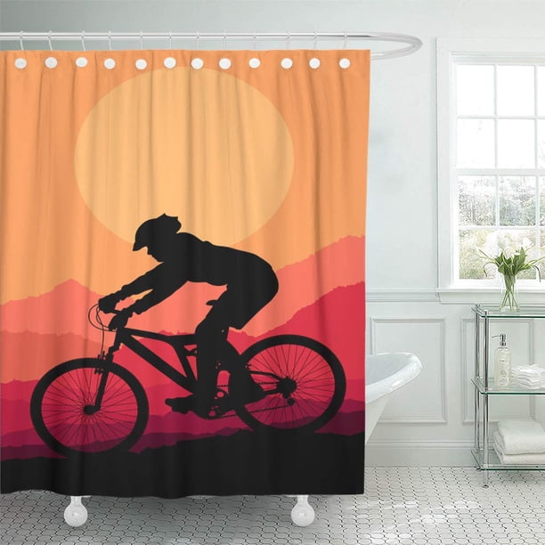 SUTTOM Bicycle Silhouette Mountain Bike Rider in Wild Nature Landscape ...
