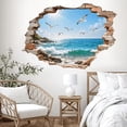Seagull 3D Tropical Beach Coconut Tree Wall Stickers - Self-Adhesive ...
