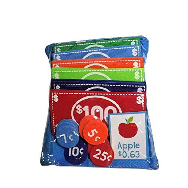 Horizon Group Pretend Play Felt Money Dollars Bills Coins Wallet ...