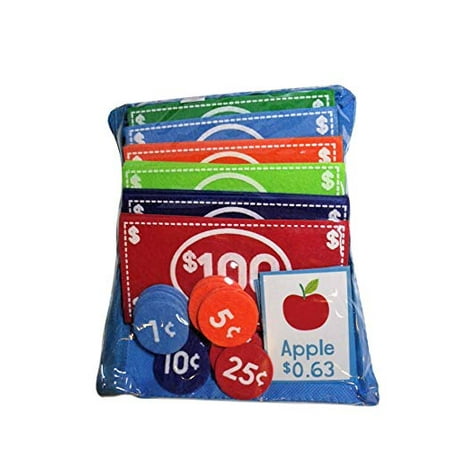 Horizon Group Pretend Play Felt Money Dollars Bills Coins Wallet ...