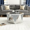 35.5'' Modern Round Coffee Table with Crystal Diamond Inlay & Glass Top ...
