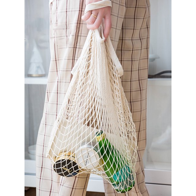 2pcs Reusable Produce Cotton Mesh Bag - SURDOCA Natural Cotton Net ...
