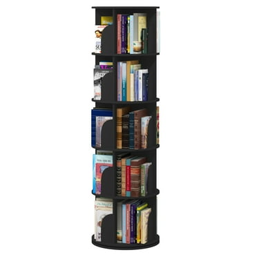 Qunbio 5 Tier Rotating Bookshelf, 360 Degrees Revolving Bookcase with ...