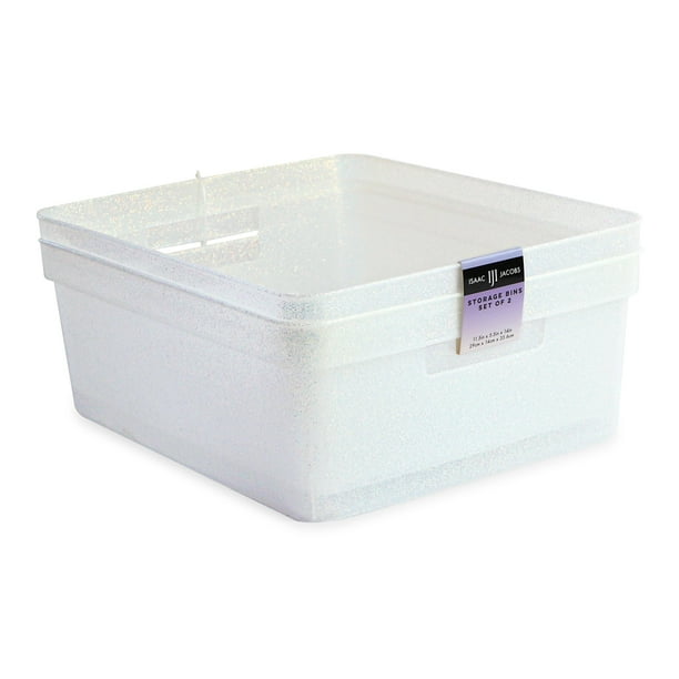 Isaac Jacobs 2-Pack Medium Iridescent Glitter Storage Bin Set with ...