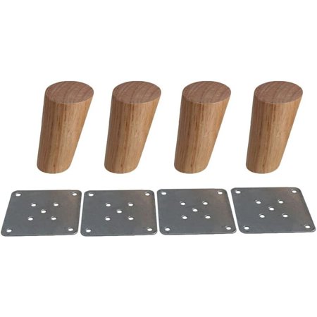 Set of 4 10cm Slanted Solid Wood Furniture Legs, Replacement Legs with ...