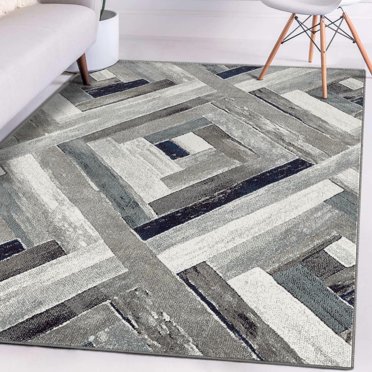Luxe Weavers Modern Geometric Red 2x7 Area Rug, Non-Fading Abstract ...