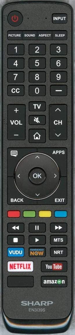Sharp EN3I39S Original OEM Smart TV Remote Control for LCD/LED/4K Ultra ...