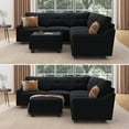 HONBAY Modular Sectional Velvet Sofa Couch Set L Shaped 4 Seater with ...