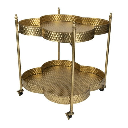 Creative Co-Op Metal Clover Shaped 2-Tier Bar Cart, Gold | Walmart Canada