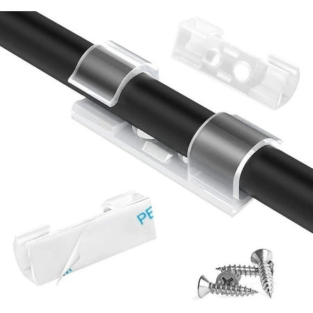 48 Pieces Cable Clips, Self-adhesive Or Screw-on Transparent Cable ...