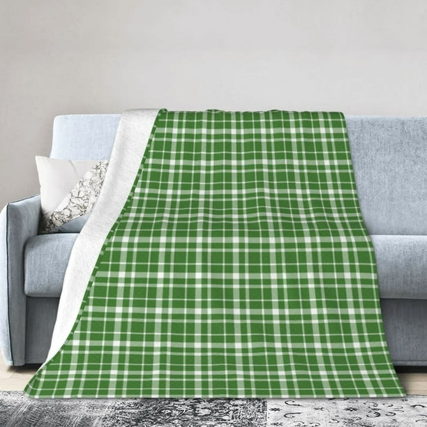 Green Plaid Throw Blanket, Fluffy Soft Cozy Blanket Flannel Plush ...