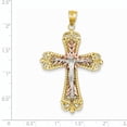 Beautiful 14K Tri-Color W/ White Rhodium Crucifix Cross Pendant ...