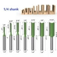 RAINB 1-7Pc 1/4" Shank Single Double Flute Straight Router Bit Milling ...