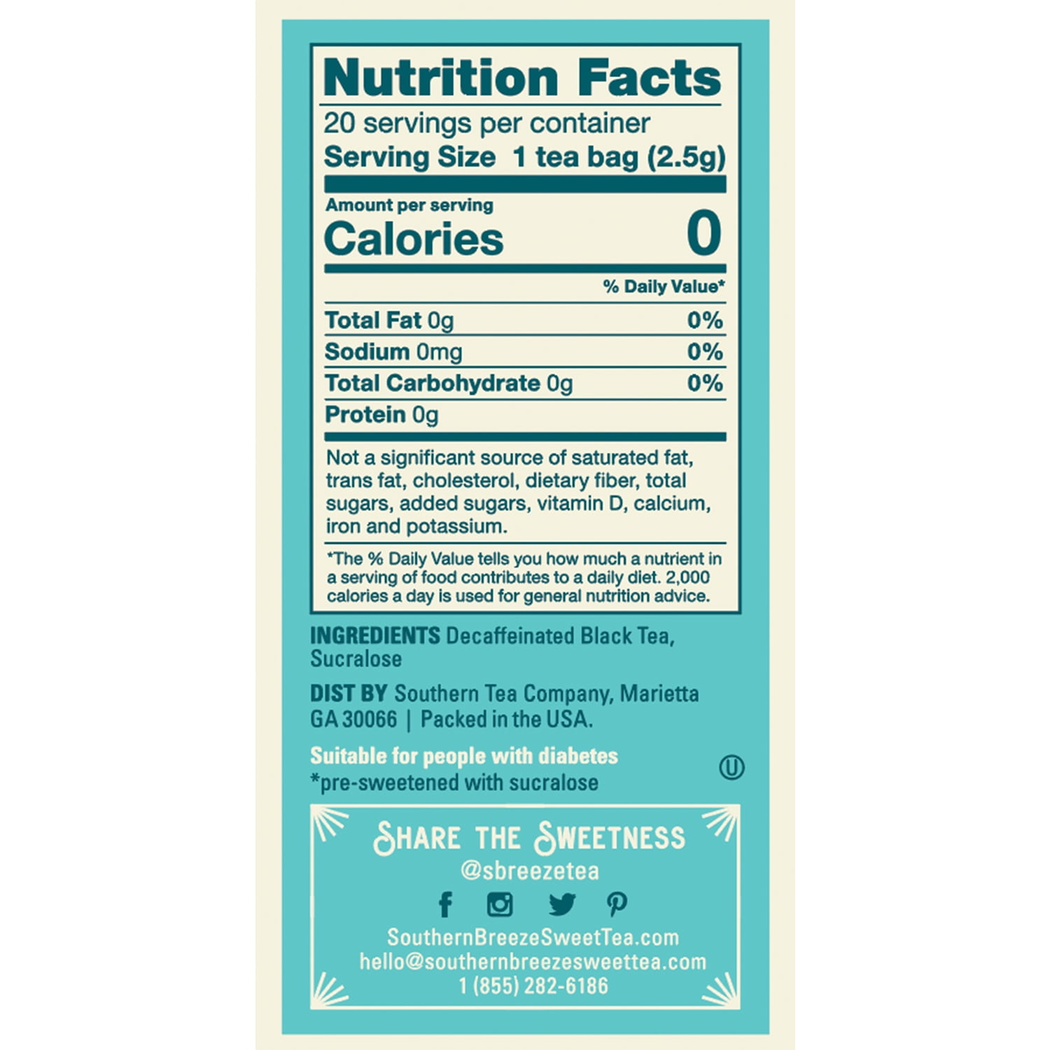 Southern Breeze Decaf Cold Brew Sweet Tea Original 20ct – 4 Pack