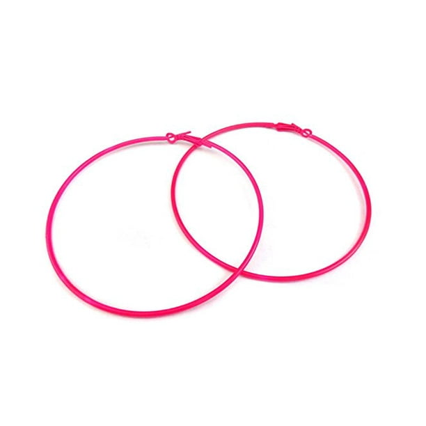 Divas Diggables - Large Hot Pink Hoop Earrings 3 inch Hoops Skinny ...