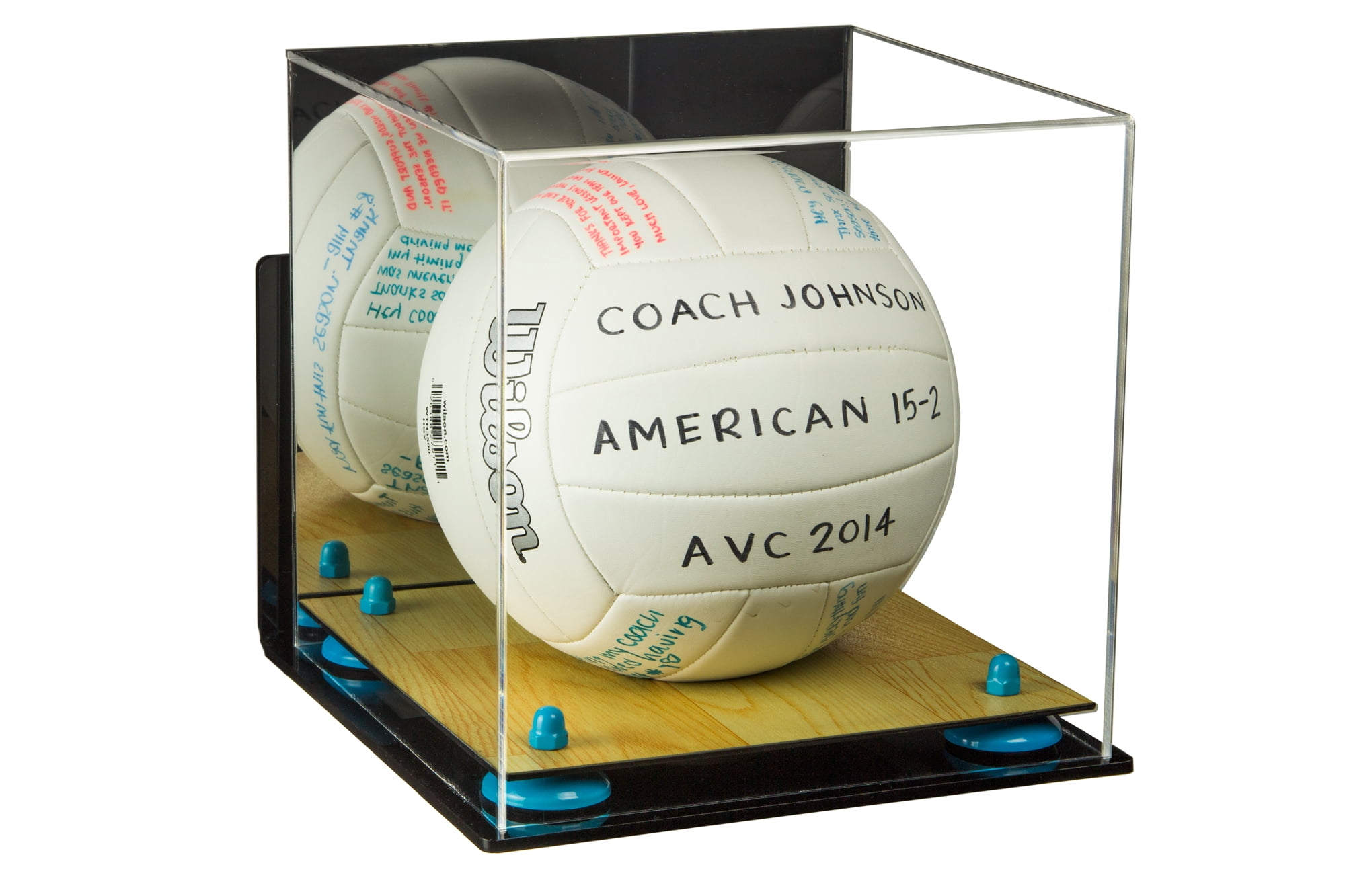 Deluxe Acrylic Volleyball Wall Mount Display Case with Blue Risers ...