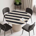 Black Cream Stripes Round Fitted Table Cover Minimalist Black Slant ...