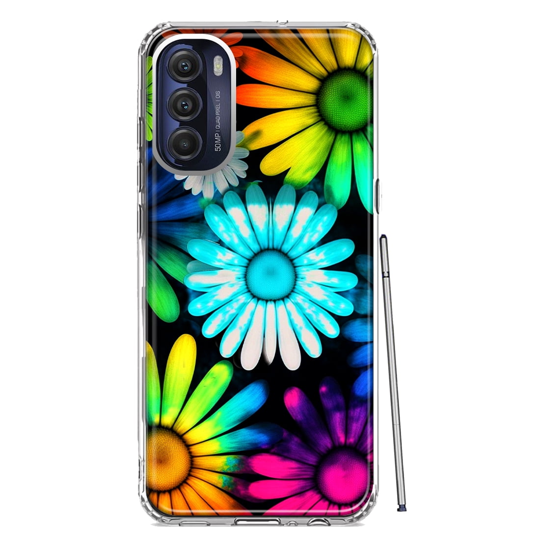 MUNDAZE Motorola Moto G Stylus 4G 2022 Neon Rainbow Daisy Glow Colorful ...