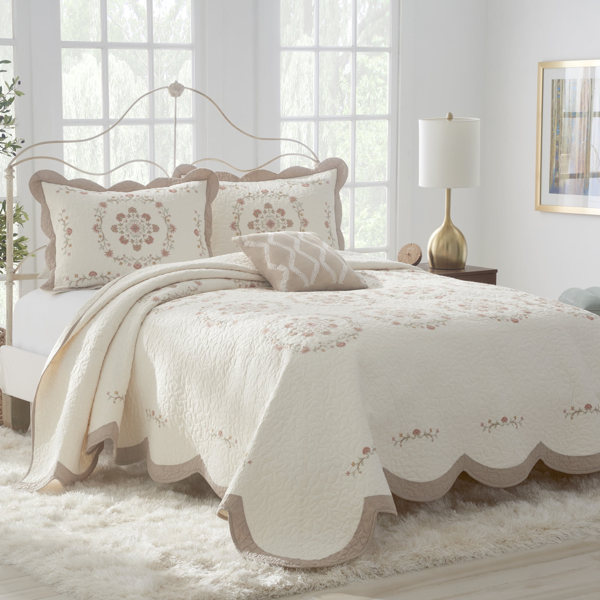 Mary Full Ivory/Taupe Bedspread - Walmart.com