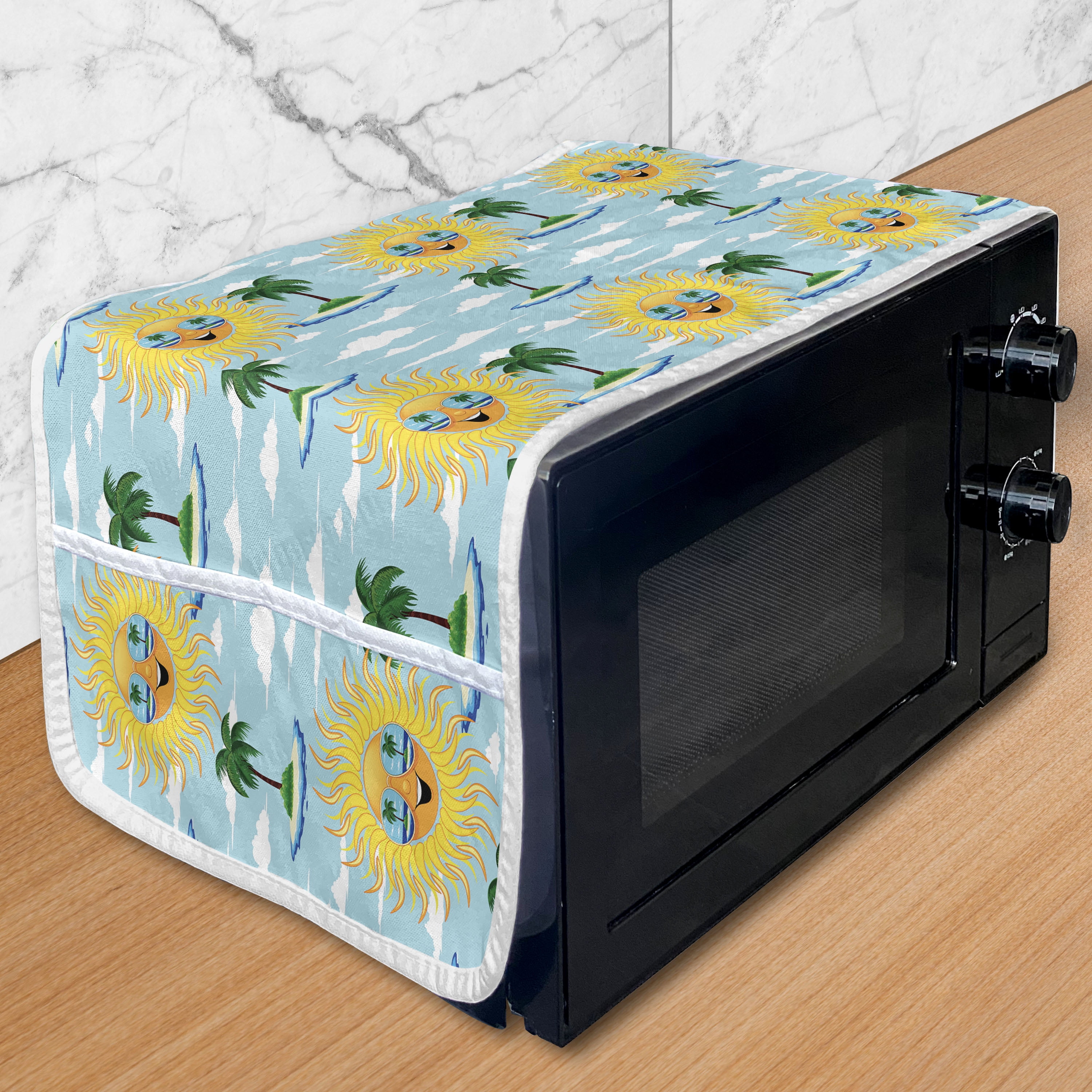 Summer Microwave Oven Cover, Vacation Sun Wears Sunglasses Beach ...