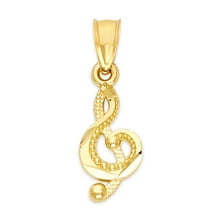 Finest Gold 14K Yellow Gold G Clef Musical Note Pendant - Walmart.com