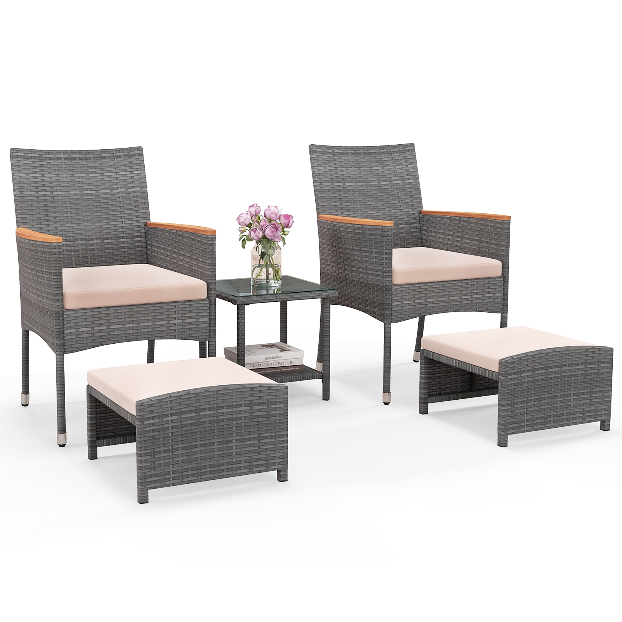 Click here for Gymax 5 Pieces Wicker Patio Furniture Set Pe Ratta... prices