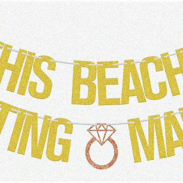 Tropical Beach Wedding & Party Banner Set - Gold Green Glitter Decor ...