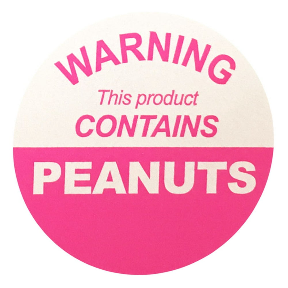 "WARNING This Product CONTAINS PEANUTS" Labels | 1.5" Inch Round | 500 ...