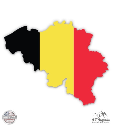 Belgium Map Flag Country Shape - 3" Vinyl Sticker - For Car Laptop I ...