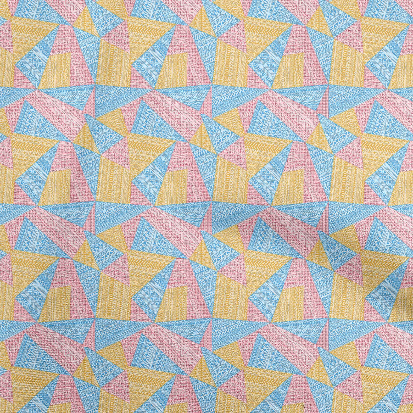 oneOone Cotton Poplin Yellow Fabric Tribal Sewing Material Print Fabric ...